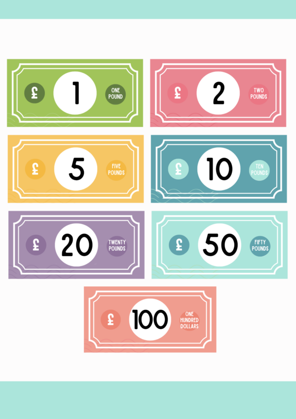 Play Money FREE Printable - Dollars, Pounds and Euros - The Cassia Box