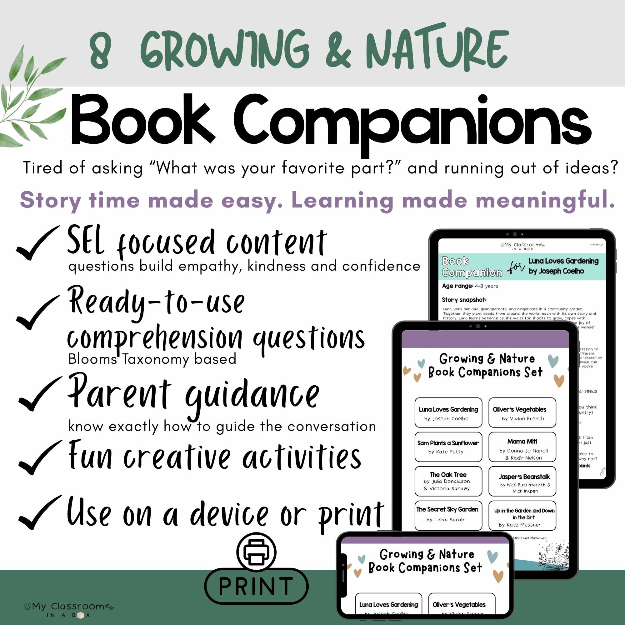 8 Book Companions – Growing & Nature Stories Pack – The Cassia Box